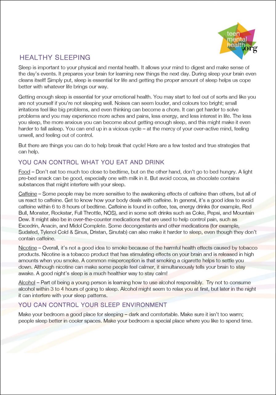 Healthy Sleeping - Mental Health Literacy