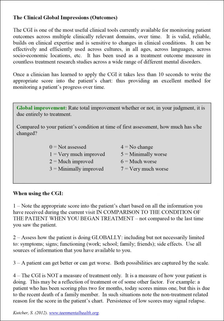 Clinical Global Impression (CGI) - Mental Health Literacy