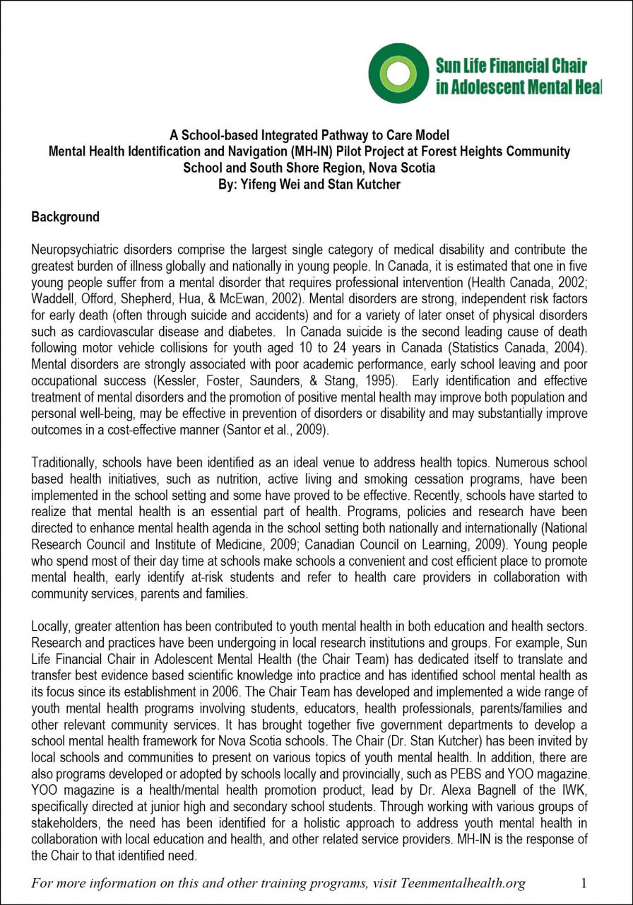 Mental Health Integration and Navigation (MH-IN) Evaluation Report ...