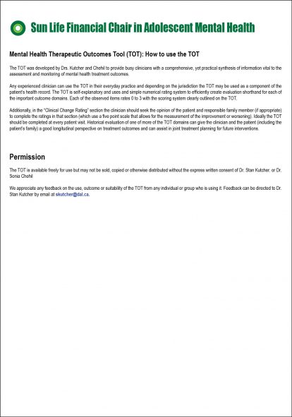 Mental Health Therapeutic Outcomes Tool (TOT) - Mental Health Literacy