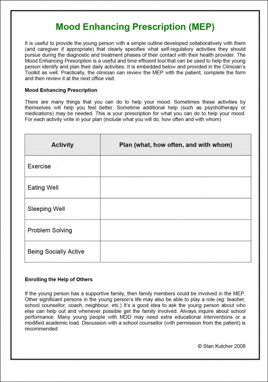 Mood Enhancing Prescription (MEP) - Mental Health Literacy