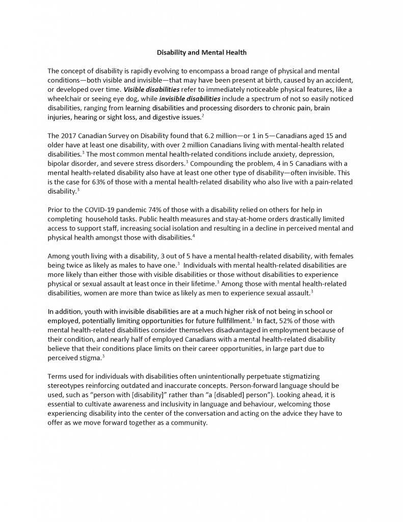 Disability and Mental Health - Mental Health Literacy